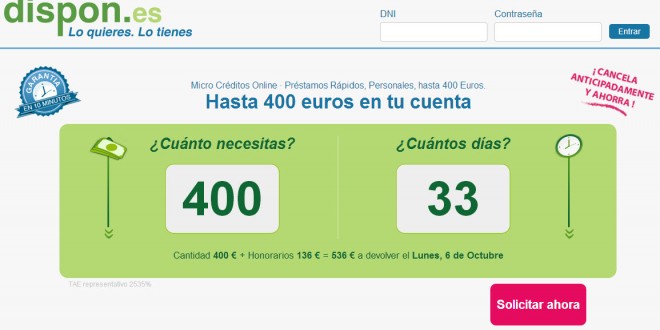 Dispon.es 2020: credito de hasta 400 euros en 10 minutos